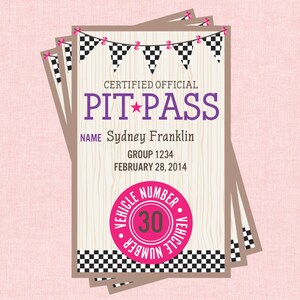 Editable Powder Puff Derby Pit Passes - INSTANT DOWNLOAD PRINTABLE ...