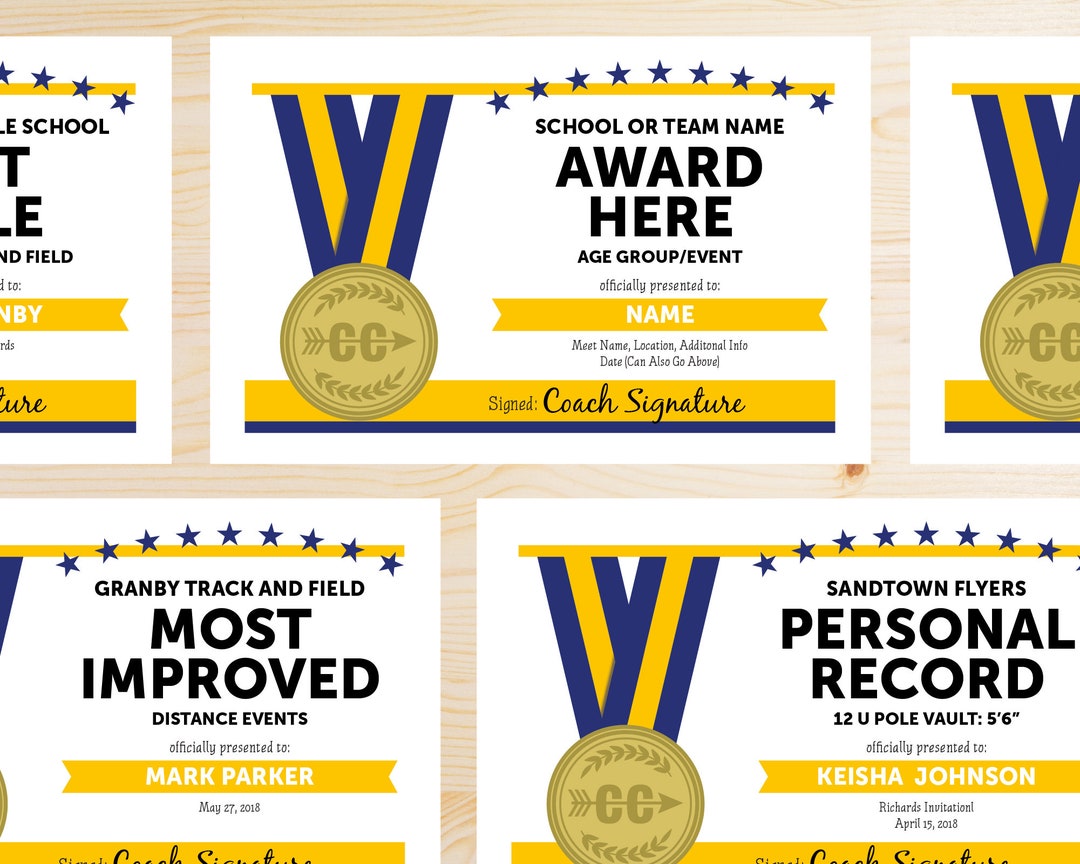 Editable Cross Country Award Certificates - INSTANT DOWNLOAD PRINTABLE ...