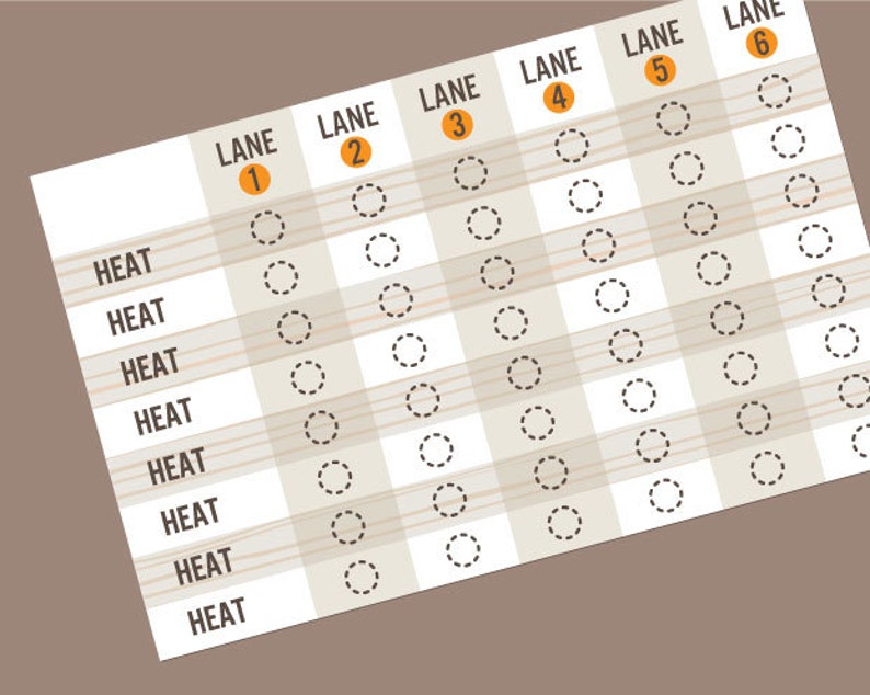 Derby Heat Sheet Cards - INSTANT DOWNLOAD PRINTABLE - Blue and Orange ...