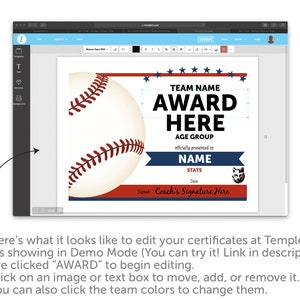 EDITABLE COLORS Baseball Award Certificates | T-ball T Ball | Editable ...