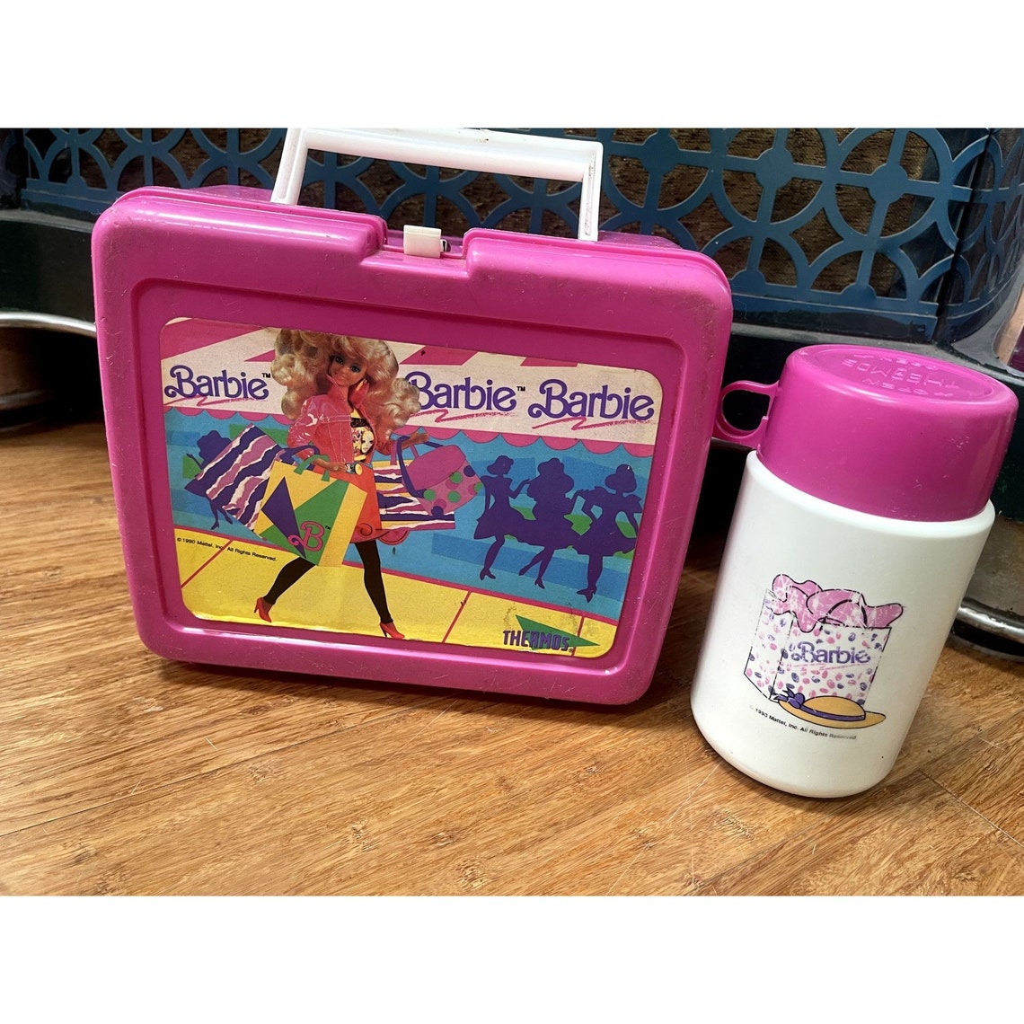 Vintage BARBIE Lunch Box & Thermos 1990 Mattel Pink - Etsy