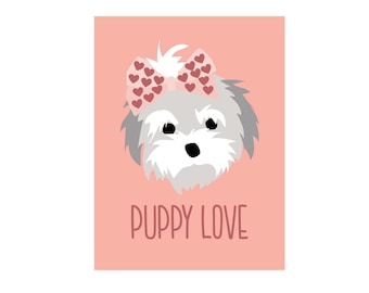 Pink Puppy Dog Printable Valentine Cards | Etsy
