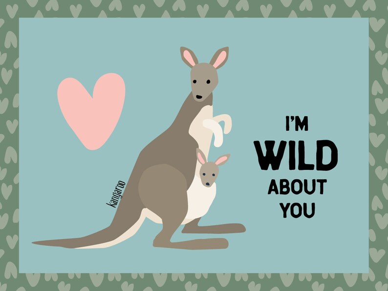 Australian Animal Printable Valentine Cards - Kangaroo, Koala, Echidna ...