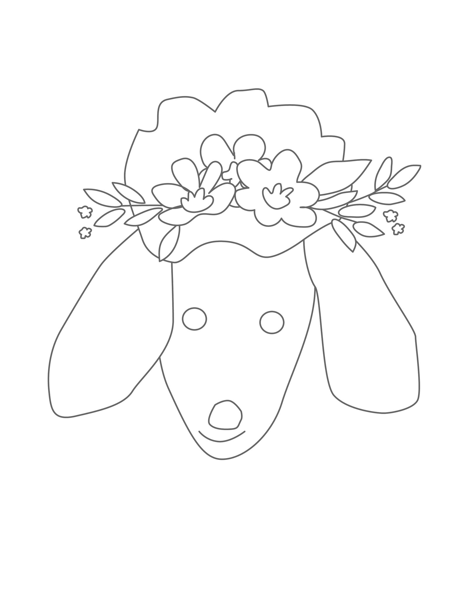 Puppy Dog Faces With Flowers Coloring Pages - Etsy