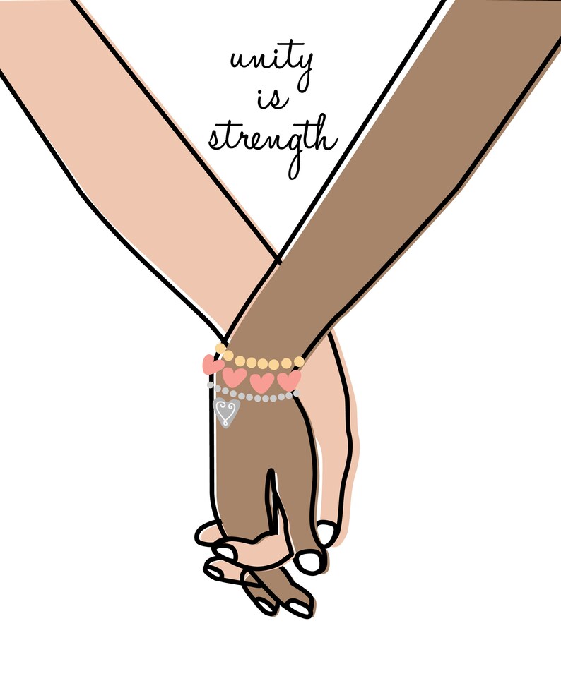 Holding Hands in Love and Unity Drawing Wall Art Poster - Etsy