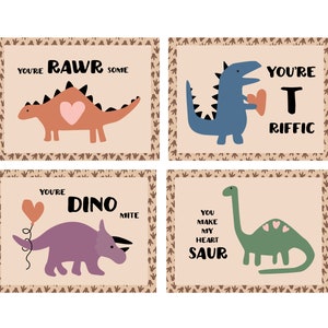 Dino-mite Dinosaur Printable Valentine Cards - Etsy