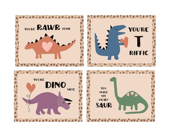 Dino-mite Pink Dinosaur Printable Valentine Cards | Etsy