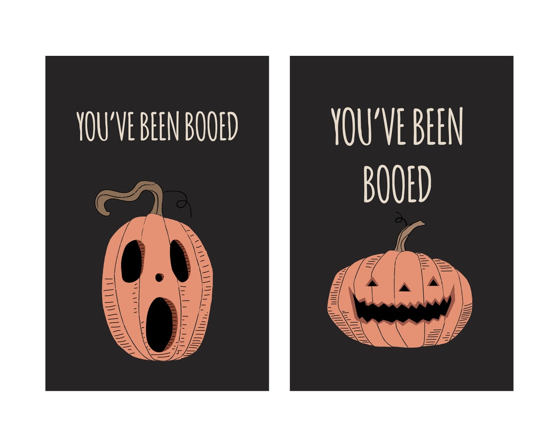 You've Been Booed Halloween Ghost and Pumpkin Cards and - Etsy