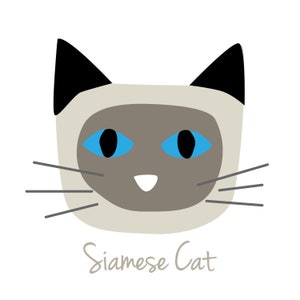 Kitty Cat Faces With Labels - Simple Cute Neutral Wall Art Posters ...