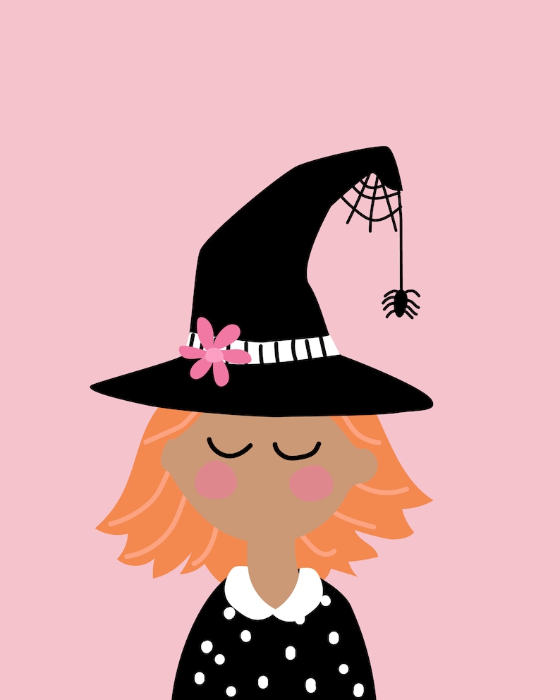 Pink Witch Faces Halloween Decor Wall Art Posters | Etsy