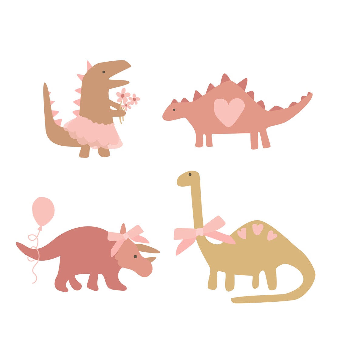 Dinosaur Posters Wall Art in Pinks and Golds - Etsy