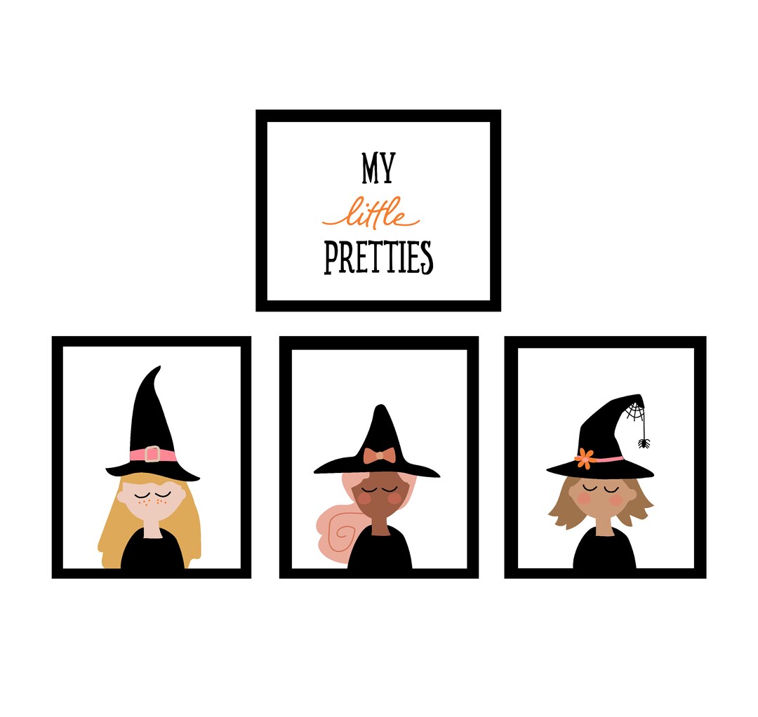 Bright Witch Faces Halloween Decor Wall Art Posters - Etsy
