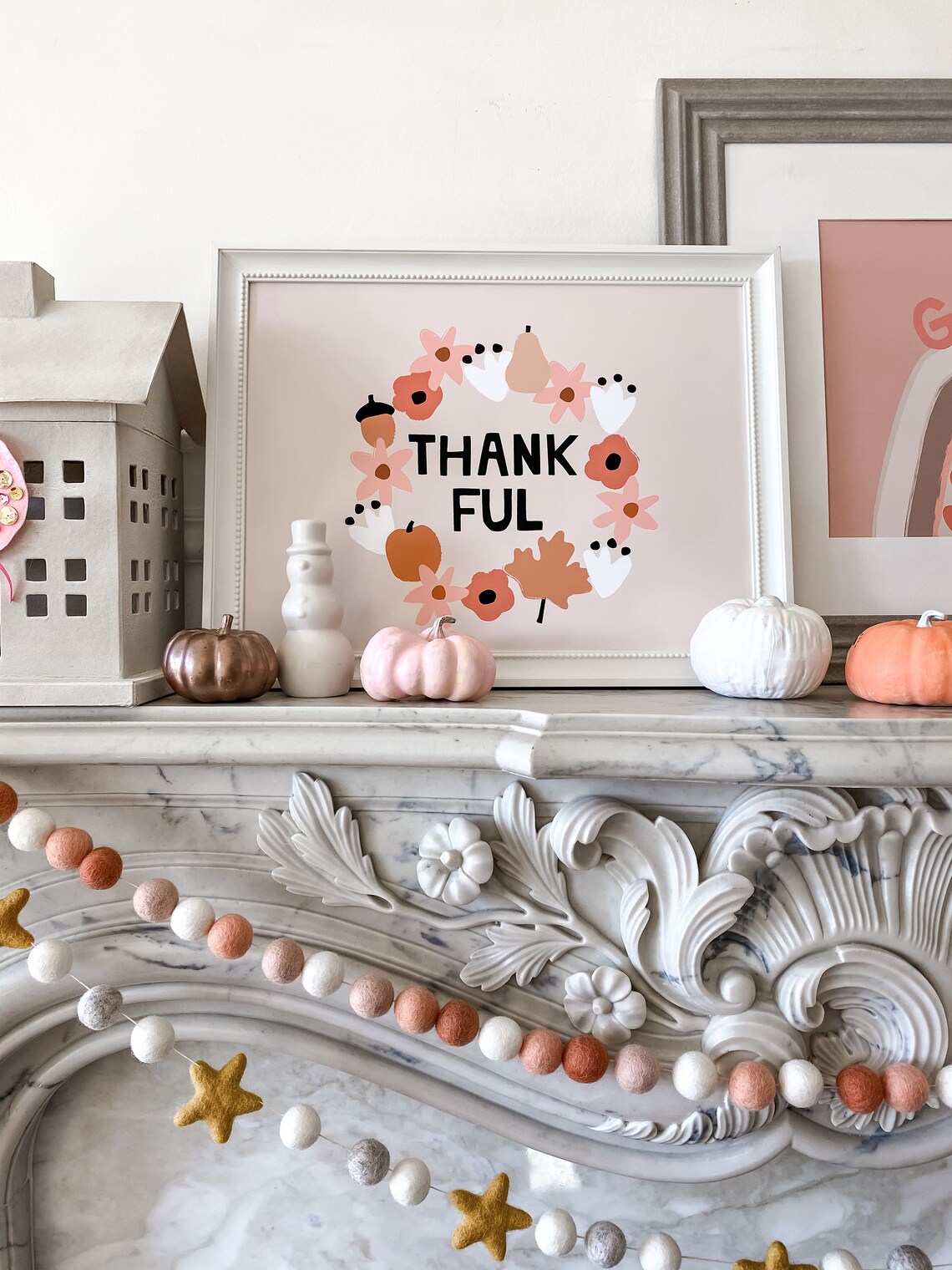 Thanksgiving Wall Art in Soft Happy Colors | Etsy