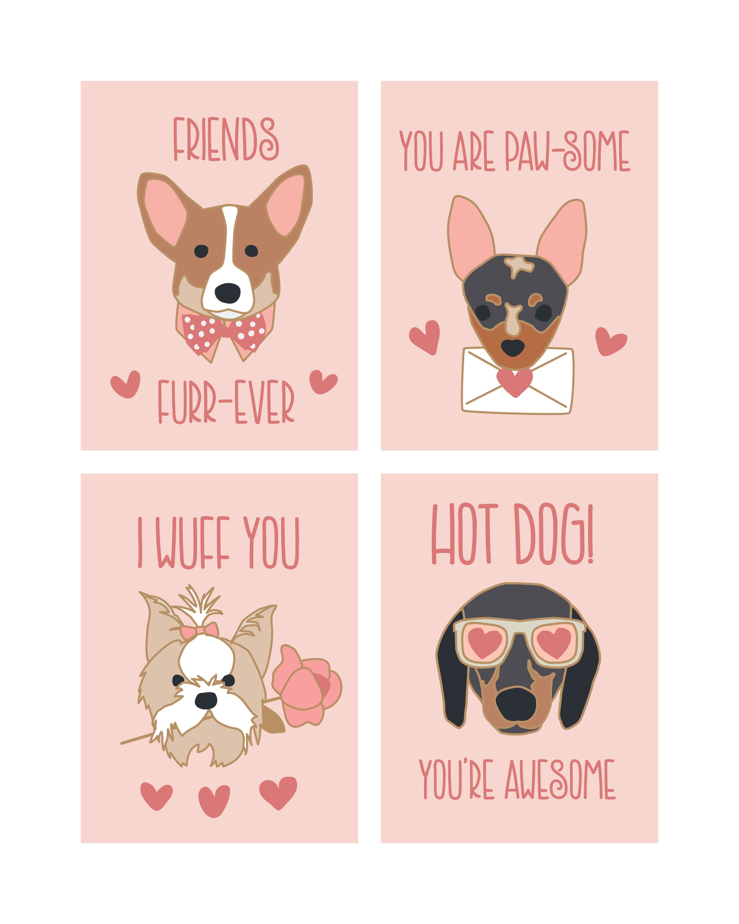 New Puppy Love Digital Printable Valentine's Day Cards - Etsy