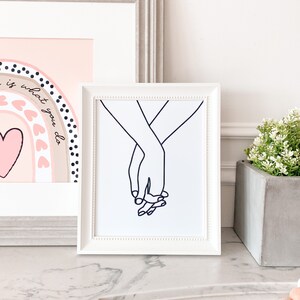 Holding Hands in Love and Unity Drawing Wall Art Poster - Etsy