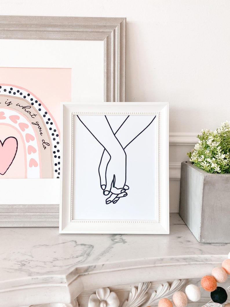 Holding Hands in Love and Unity Drawing Wall Art Poster - Etsy