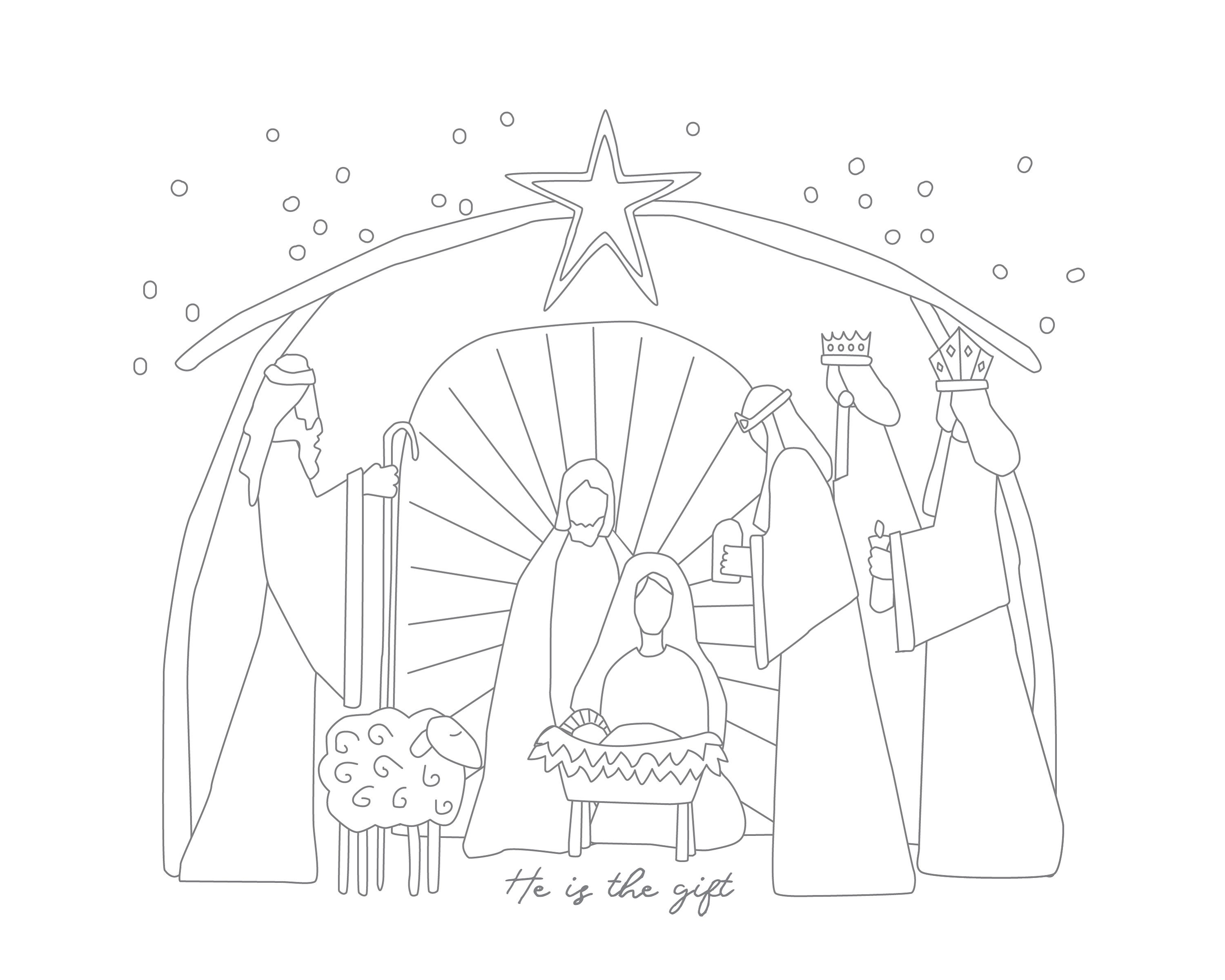 Nativity Stable Coloring Page