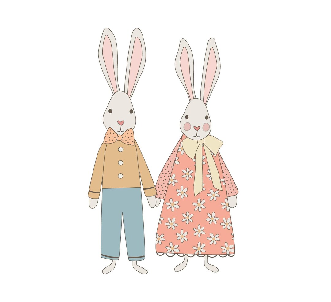 Sweet Easter Bunnies Pair - Etsy