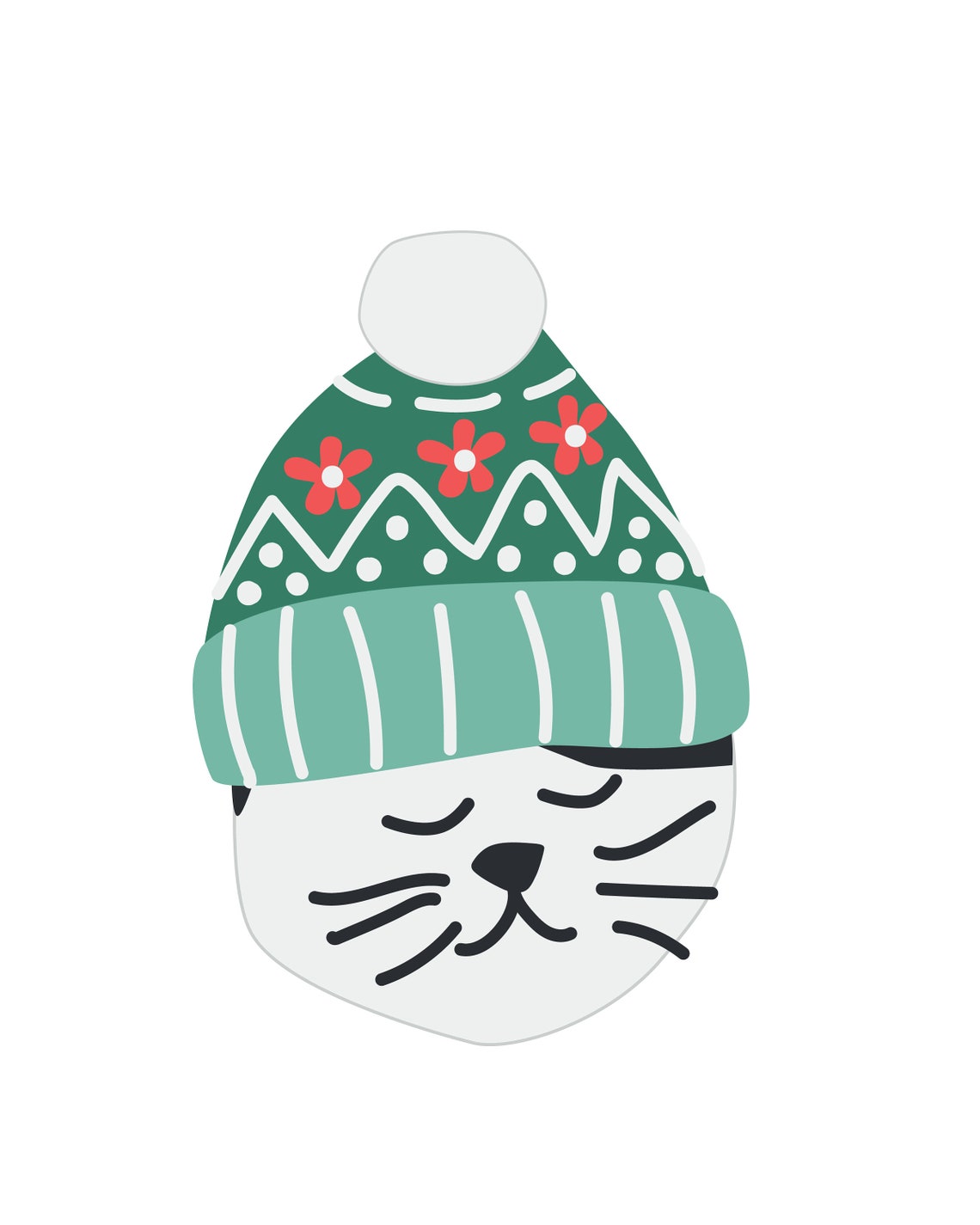 Christmas Kitty Cat Faces Wall Art Posters for Holiday Decor - Etsy