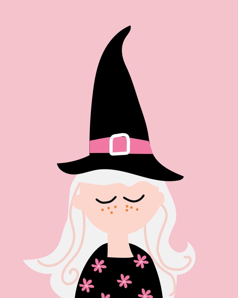 Pink Witch Faces Halloween Decor Wall Art Posters - Etsy