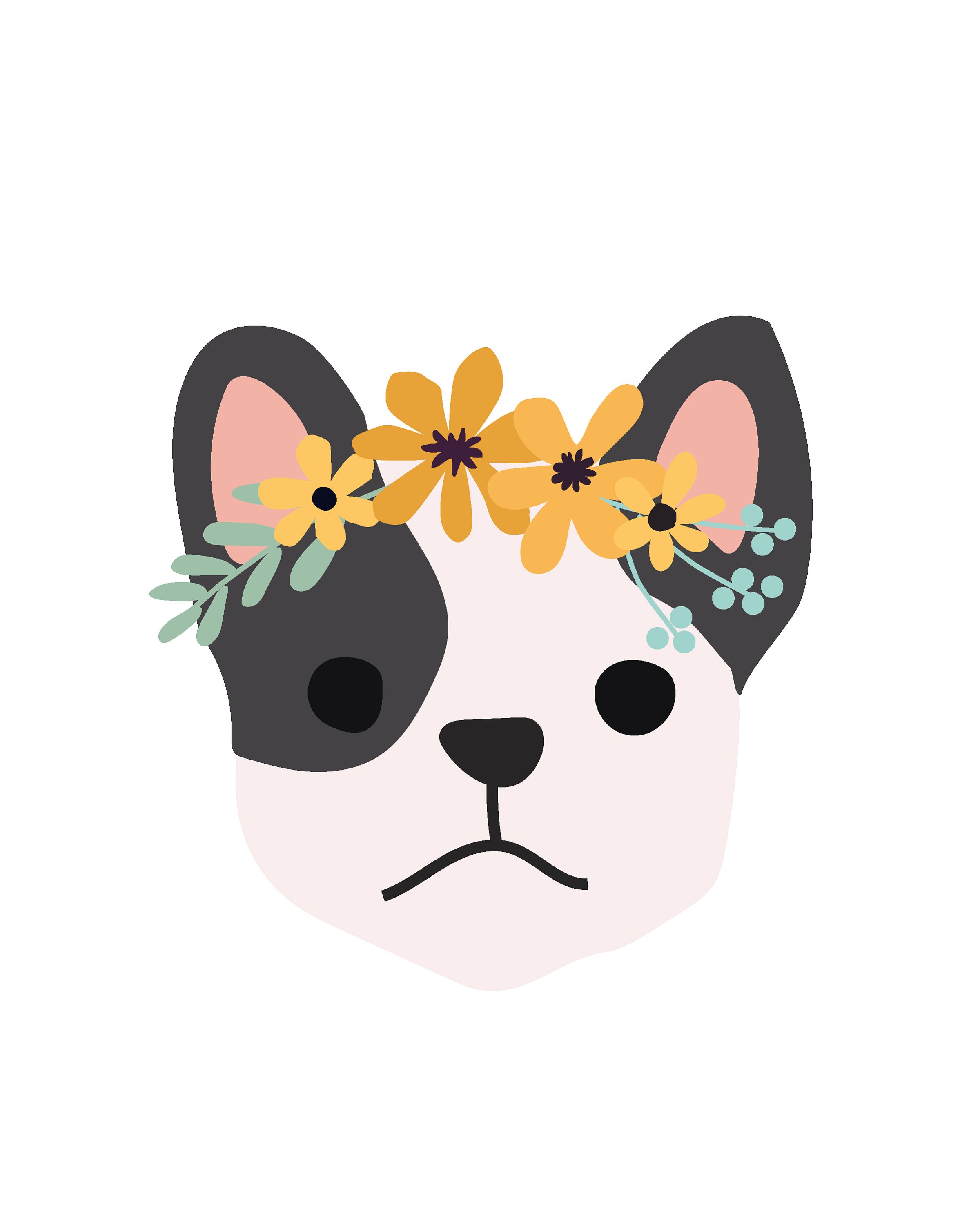 Puppy Dog Faces With Flower Crowns Posters for Party and | Etsy