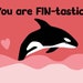 Orca Whale Classroom Valentine's Day Cards in Bright Colors Instant ...