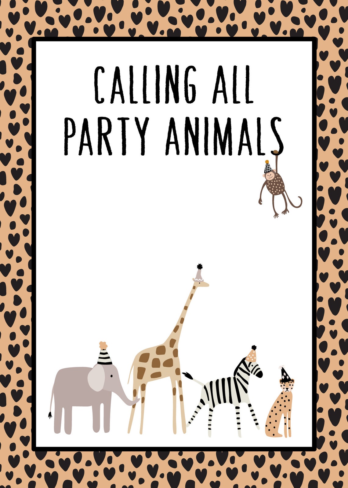 Wild Animals Party Pack Tan | Etsy