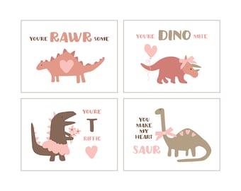 Dino-mite Dinosaur Printable Valentine Cards | Etsy