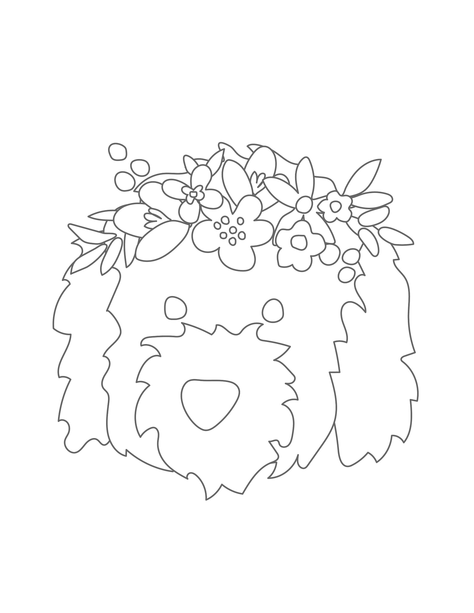 Puppy Dog Faces With Flowers Coloring Pages | Etsy