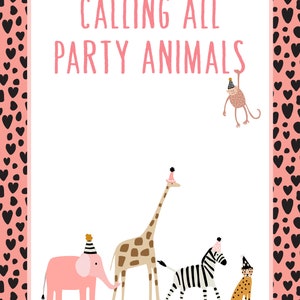 Wild Animals Party Pack - Pink - Etsy