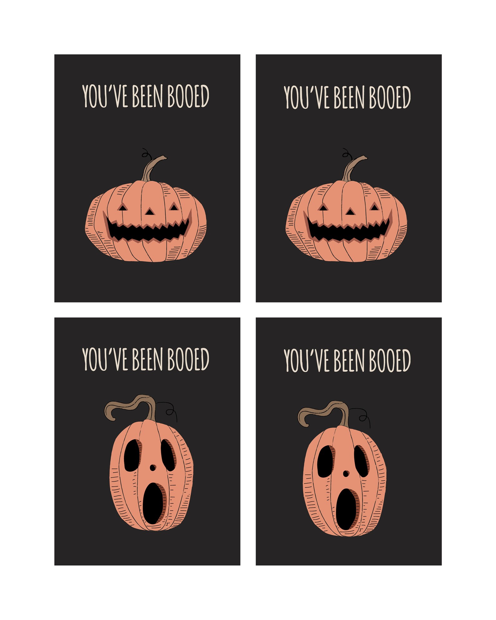 You've Been Booed Halloween Ghost and Pumpkin Cards and - Etsy