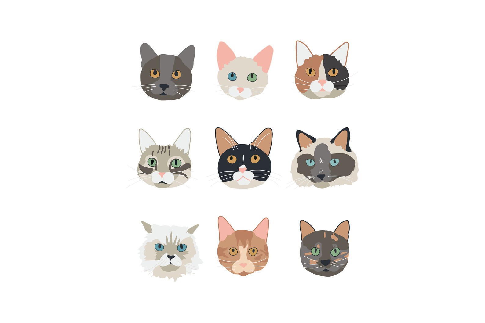 New Kitty Cat Faces 2.0 Wall Art for Children's Rooms or - Etsy