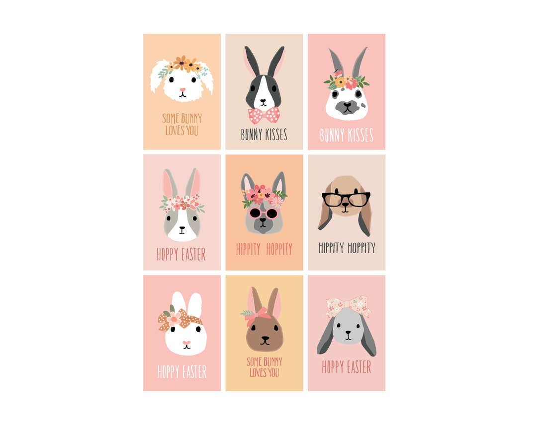 Bunny Rabbit Easter Tags and Cards - Etsy