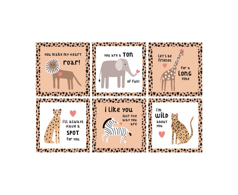 Wild Animal Printable Valentine Cards - Etsy