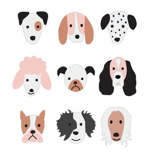 Puppy Dog Face Posters Birthday Party Photo Wall Art Decor for Children ...