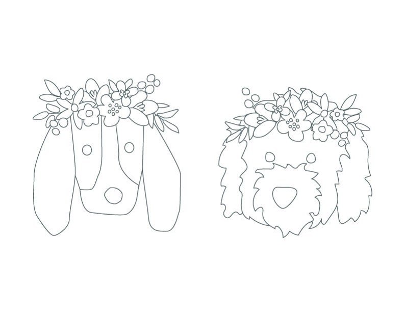 Flower Puppies Coloring Pages 5x7 - Etsy