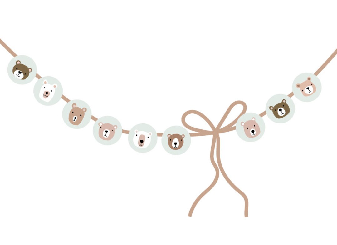 Teddy Bear Party Circles on Blue- for Banner and Tags - Etsy