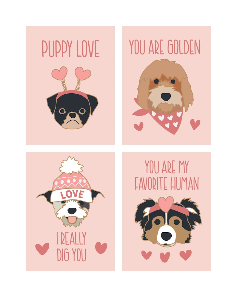 New Puppy Love Digital Printable Valentine's Day Cards - Etsy