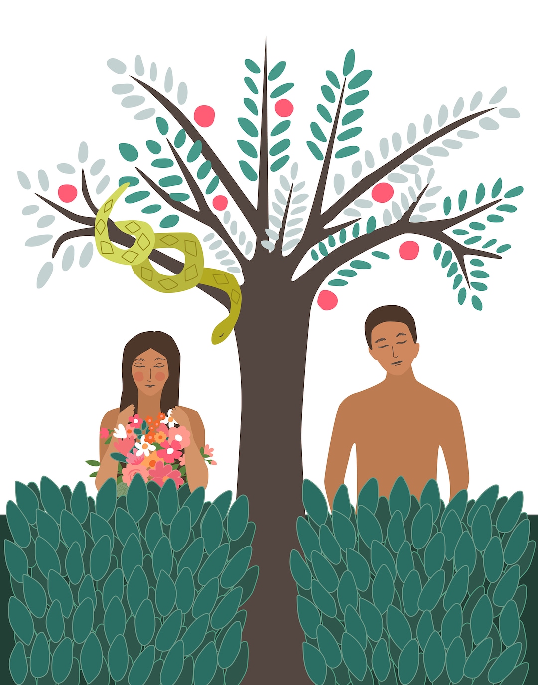Adam and Eve Wall Art, Bible Illustrations, Wall Decor - Etsy