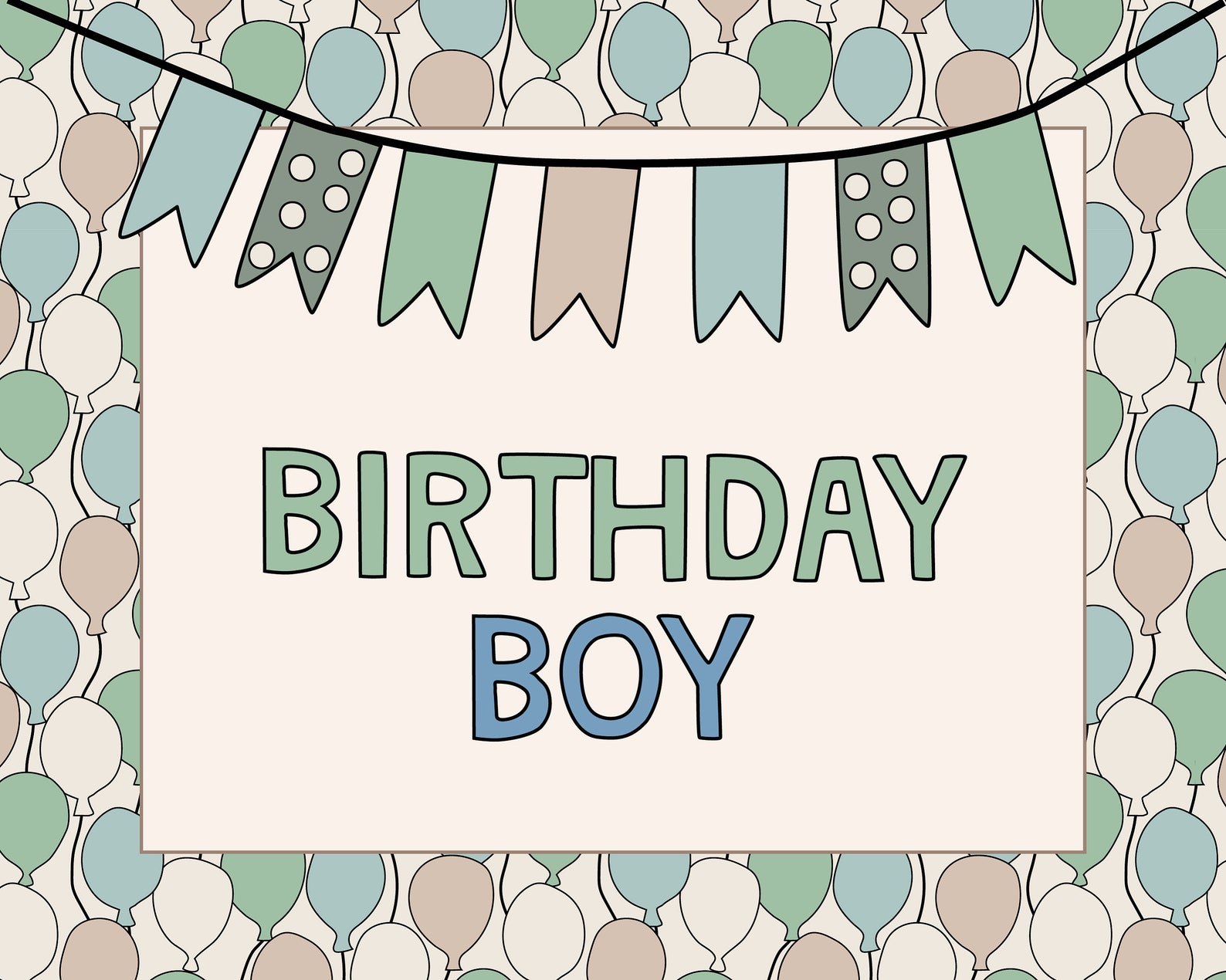 Birthday Boy Party Poster in Blue and Green - Etsy