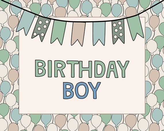 Birthday Boy Party Poster in Blue and Green | Etsy