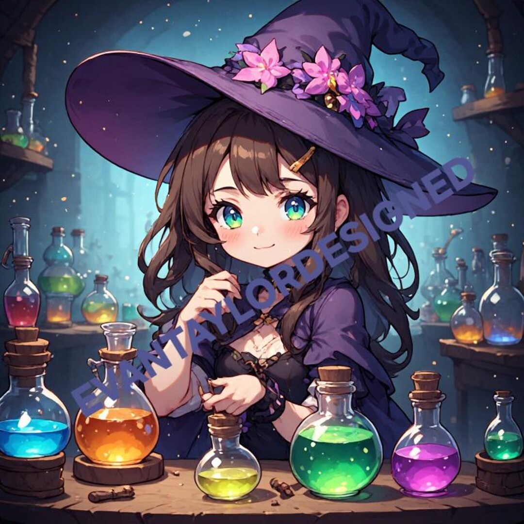 Cartoon Witch Art, Magic, Fantasy, Download, Print, Phone Background ...