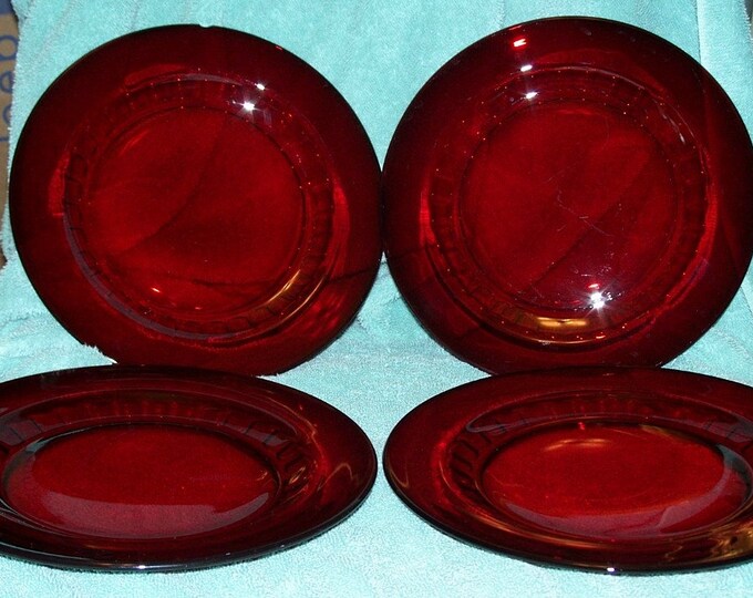 Antique Ruby Red Glass Plates From the 1930s RARE Was USED for ...