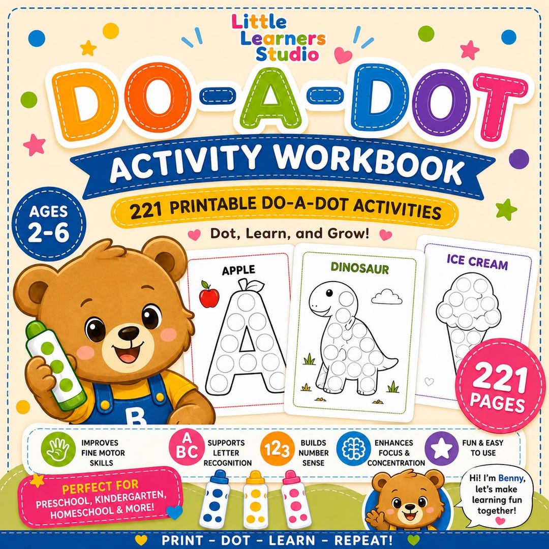 221 Do-a-dot Printable Worksheets | Preschool Alphabet, Animals, Fruits ...
