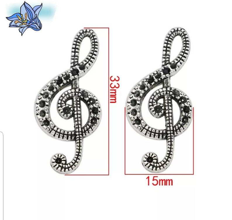 6 Large TREBLE CLEF Pendants Connectors Well Crafted Silver | Etsy