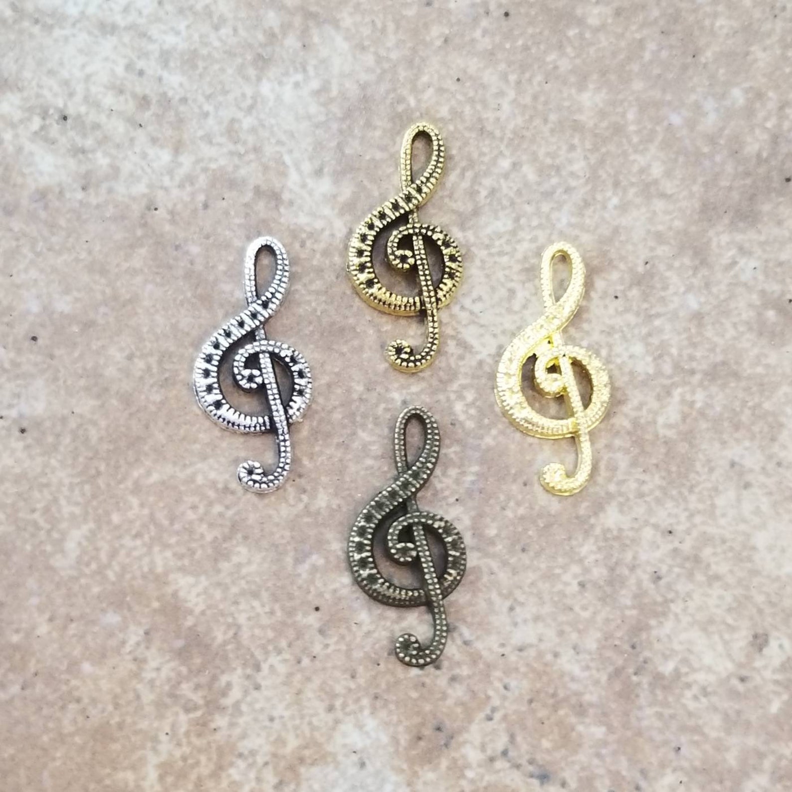 10 Treble Clef Charms Small Treble Clef Connectors Silver Gold - Etsy