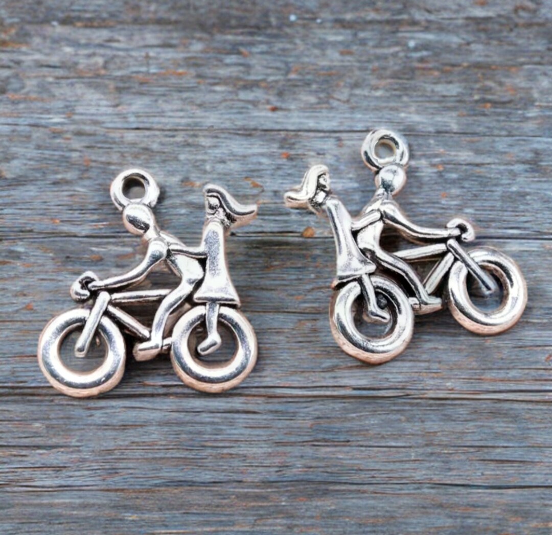 Adorable Bicycle Charms Boy and Girl on Bicycle Bicycle Built for Two ...
