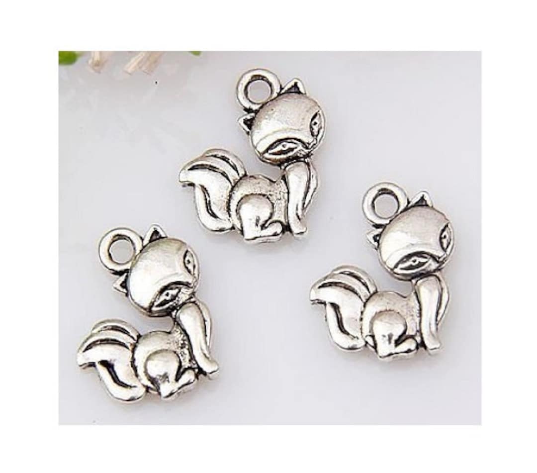 10 Adorable Little Vixen Fox Charms Silver Skunk Charms Forest Animal ...