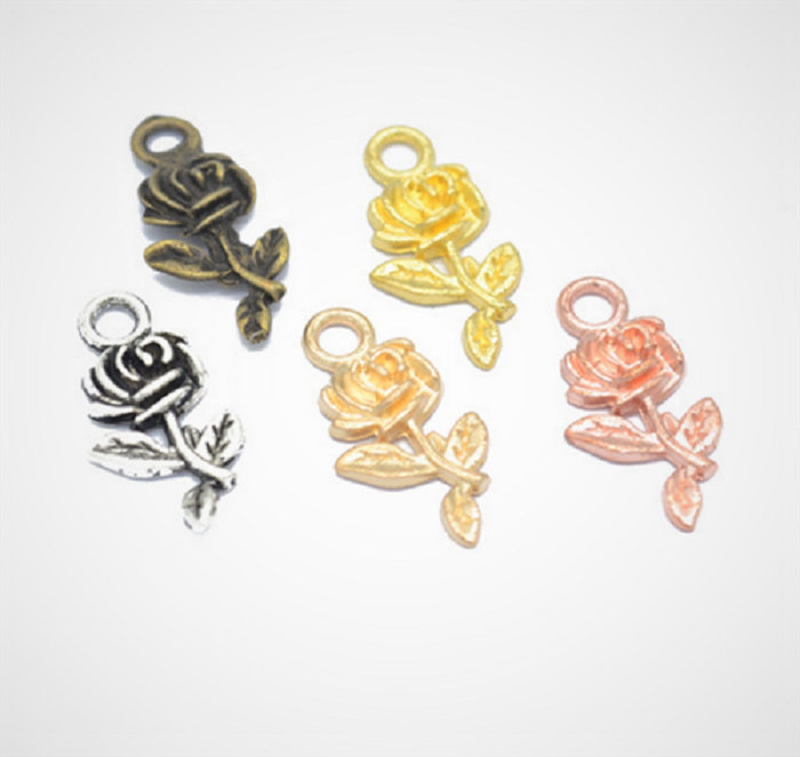 10 Lovely Rose Charms 6 Colors Flower Floral Jewelry Supplies - Etsy