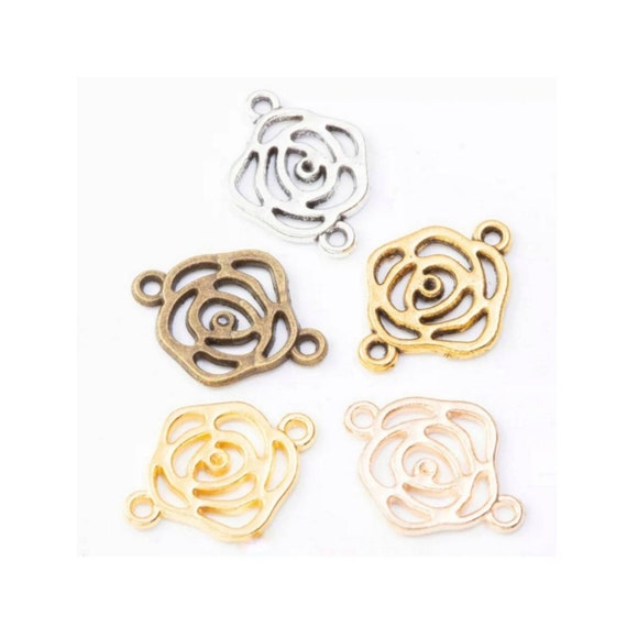 Little Rose Connectors Small Open Flower Connectors Bracelet - Etsy